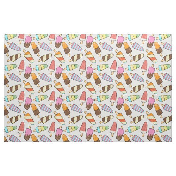 Summer Ice Cream Pattern Fabric | Zazzle