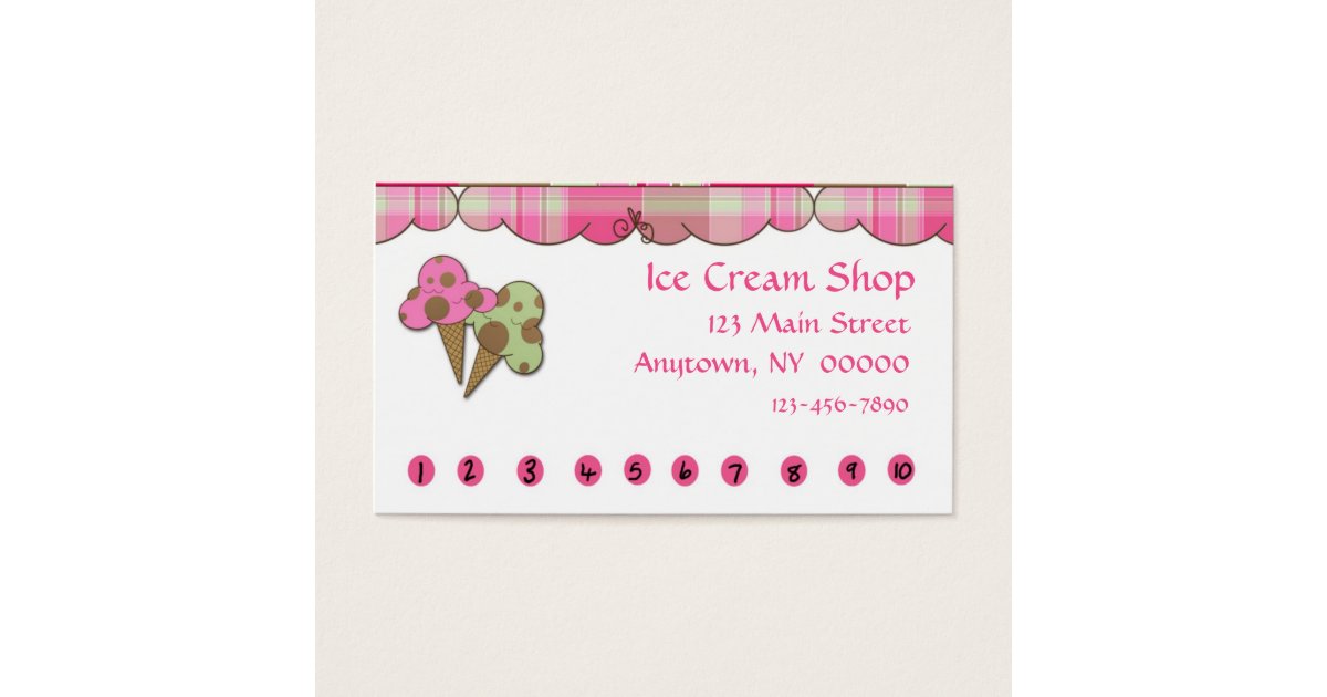 Ice Cream Punch Card | Zazzle