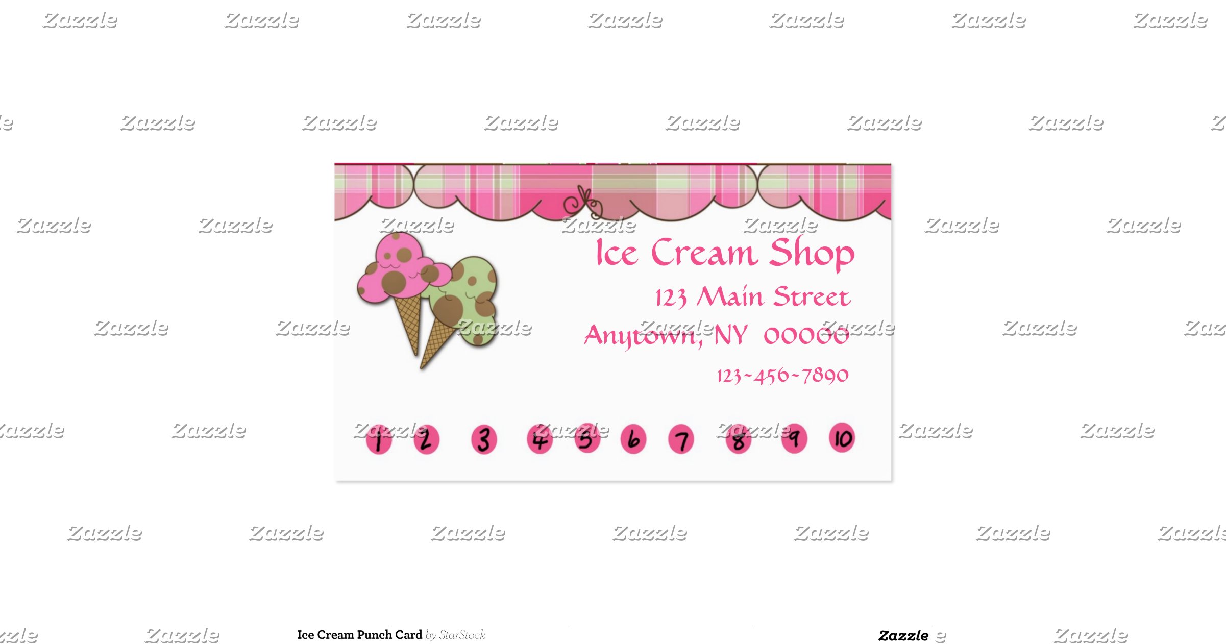 Ice Cream Punch Card Double-Sided Standard Business Cards (Pack Of 100 ...