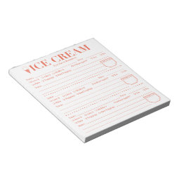 Ice Cream Rating Sheets, Ice Cream Tracking Sheet Notepad | Zazzle
