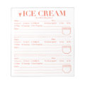 Ice Cream Rating Sheets, Ice Cream Tracking Sheet Notepad | Zazzle