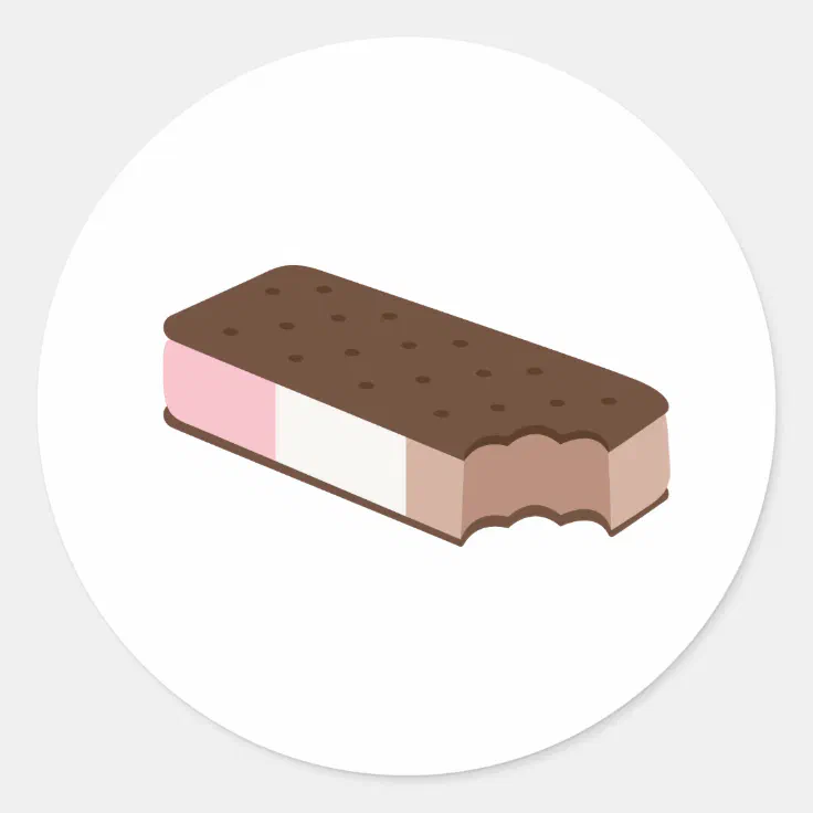 Ice Cream Sandwich Classic Round Sticker | Zazzle