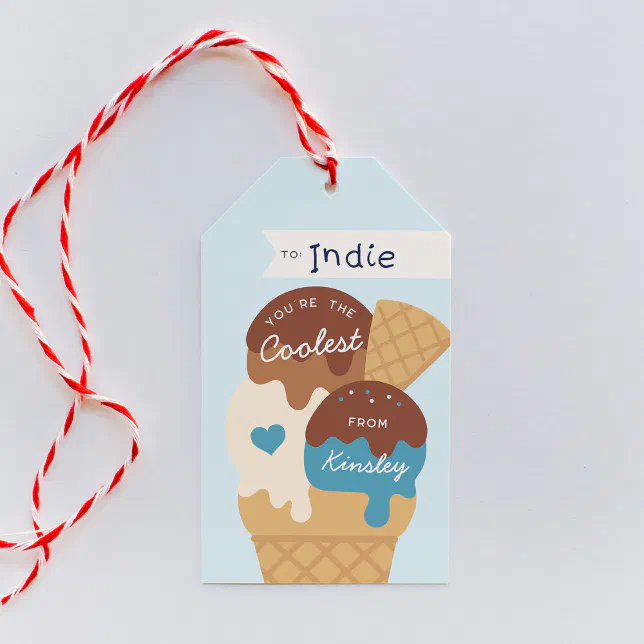 Ice Cream Scoop Classroom Valentine's Day Gift Tags | Zazzle