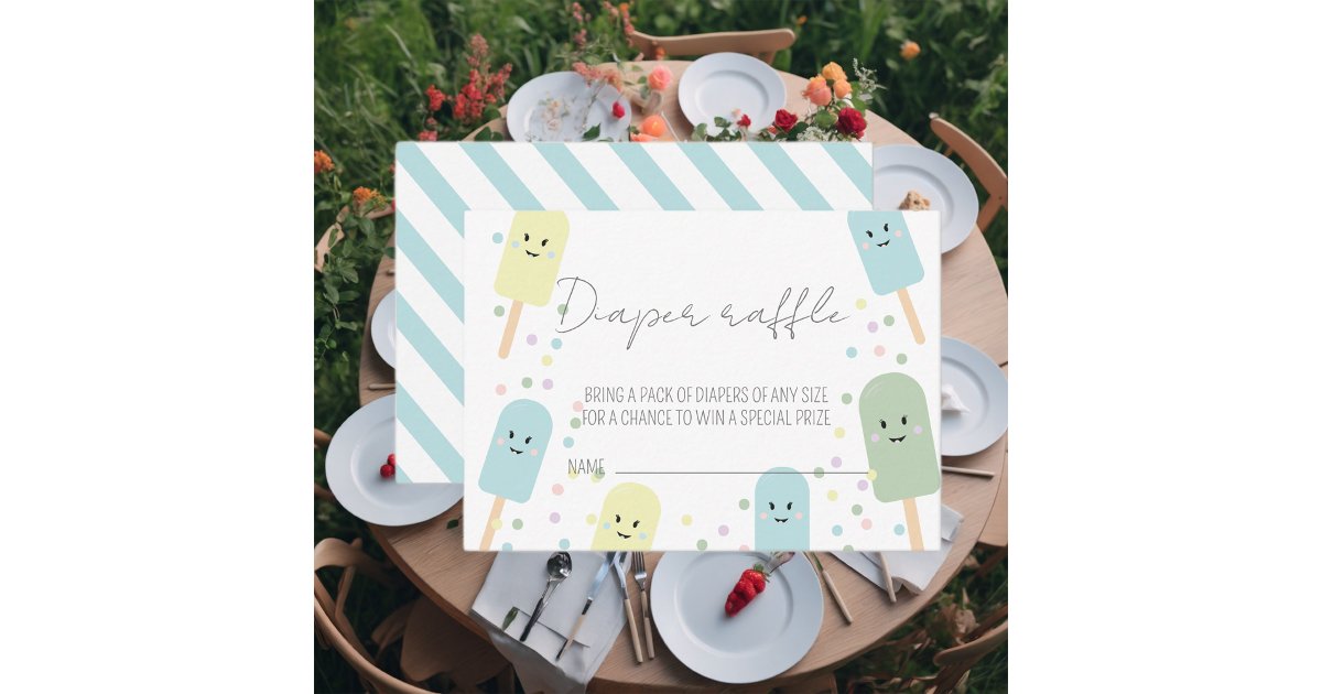 Ice Cream Scoop Confetti Baby Shower Diaper Raffle Enclosure Card | Zazzle