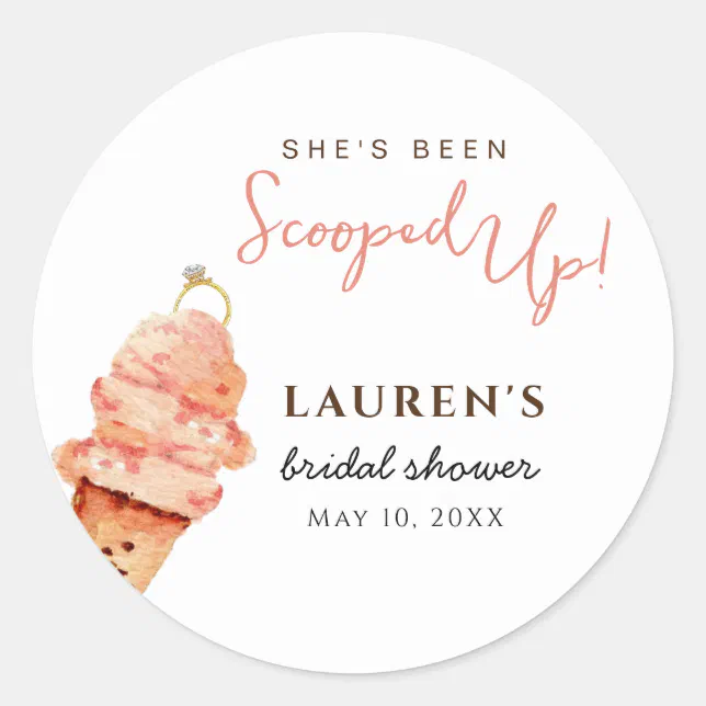 Ice cream Scooped up Bridal Shower Classic Round Sticker | Zazzle