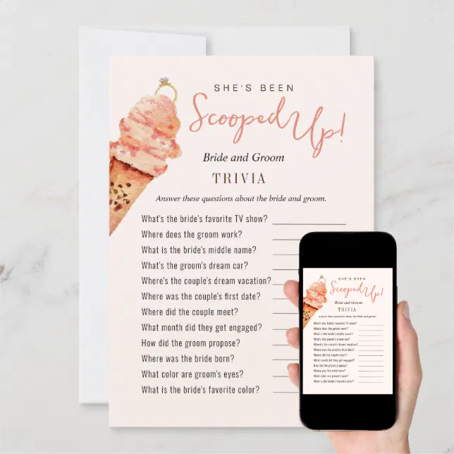 Ice Cream Scooped up Trivia Shower games Invitation | Zazzle
