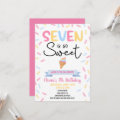 Ice Cream Seven Is So Sweet 7th Birthday Party Invitation | Zazzle