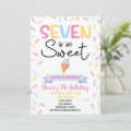 Ice Cream Seven Is So Sweet 7th Birthday Party Invitation | Zazzle