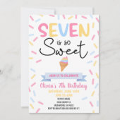 Ice Cream Seven Is So Sweet 7th Birthday Party Invitation | Zazzle