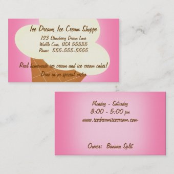 Ice Cream Shop Business Card | Zazzle