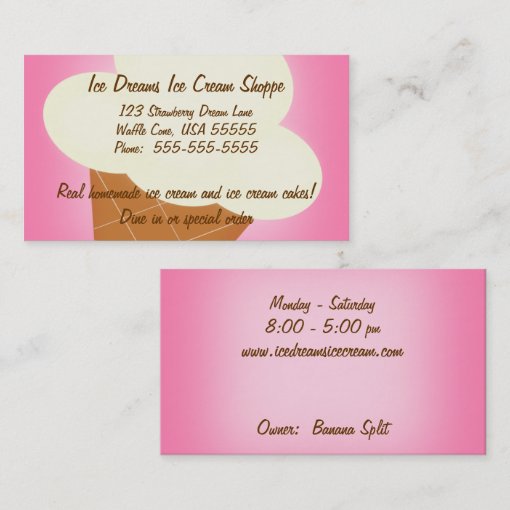Ice Cream Shop Business Card | Zazzle