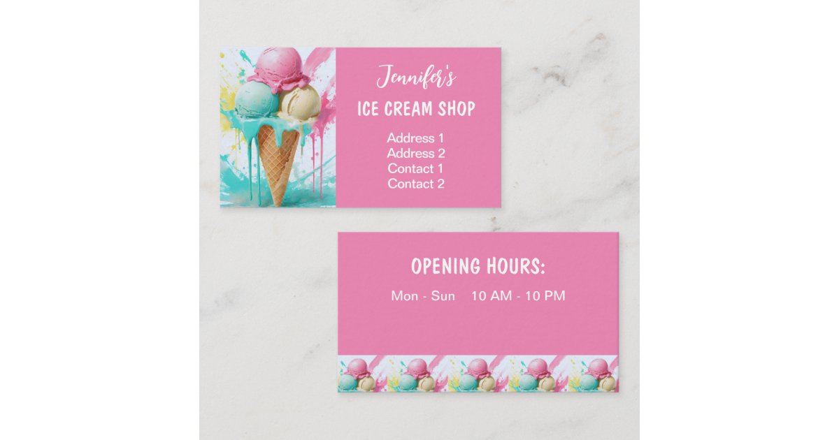 Ice Cream Shop Colorful Business Card | Zazzle