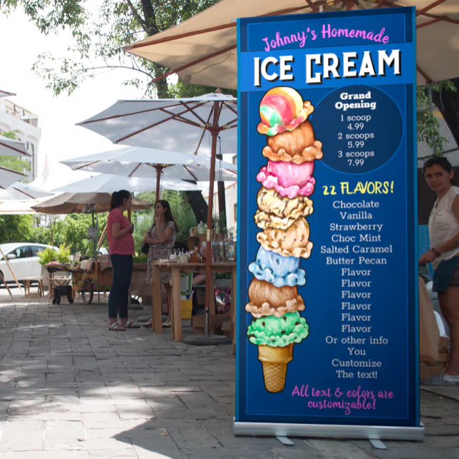 Ice Cream Shop Ice Cream Flavors Menu Advertising Retractable Banner ...