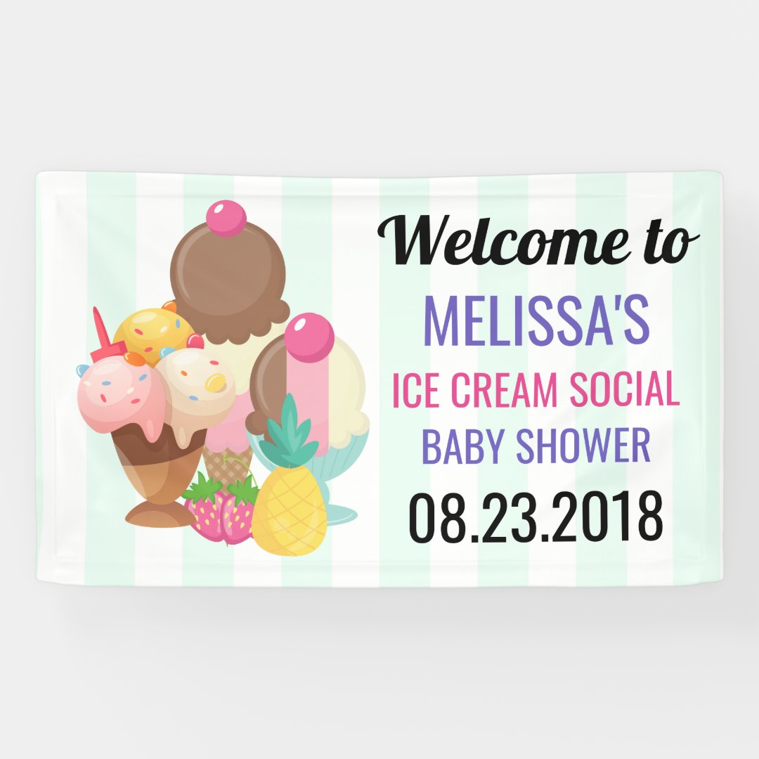 Ice Cream Social Baby Shower Event Banner | Zazzle