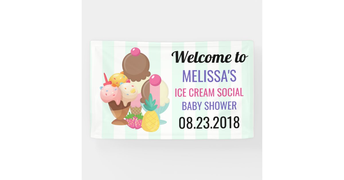 Ice Cream Social Baby Shower Event Banner | Zazzle