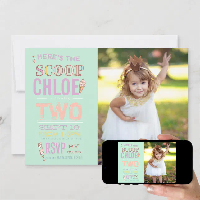 ICE CREAM SOCIAL BIRTHDAY PARTY INVITATION invite | Zazzle