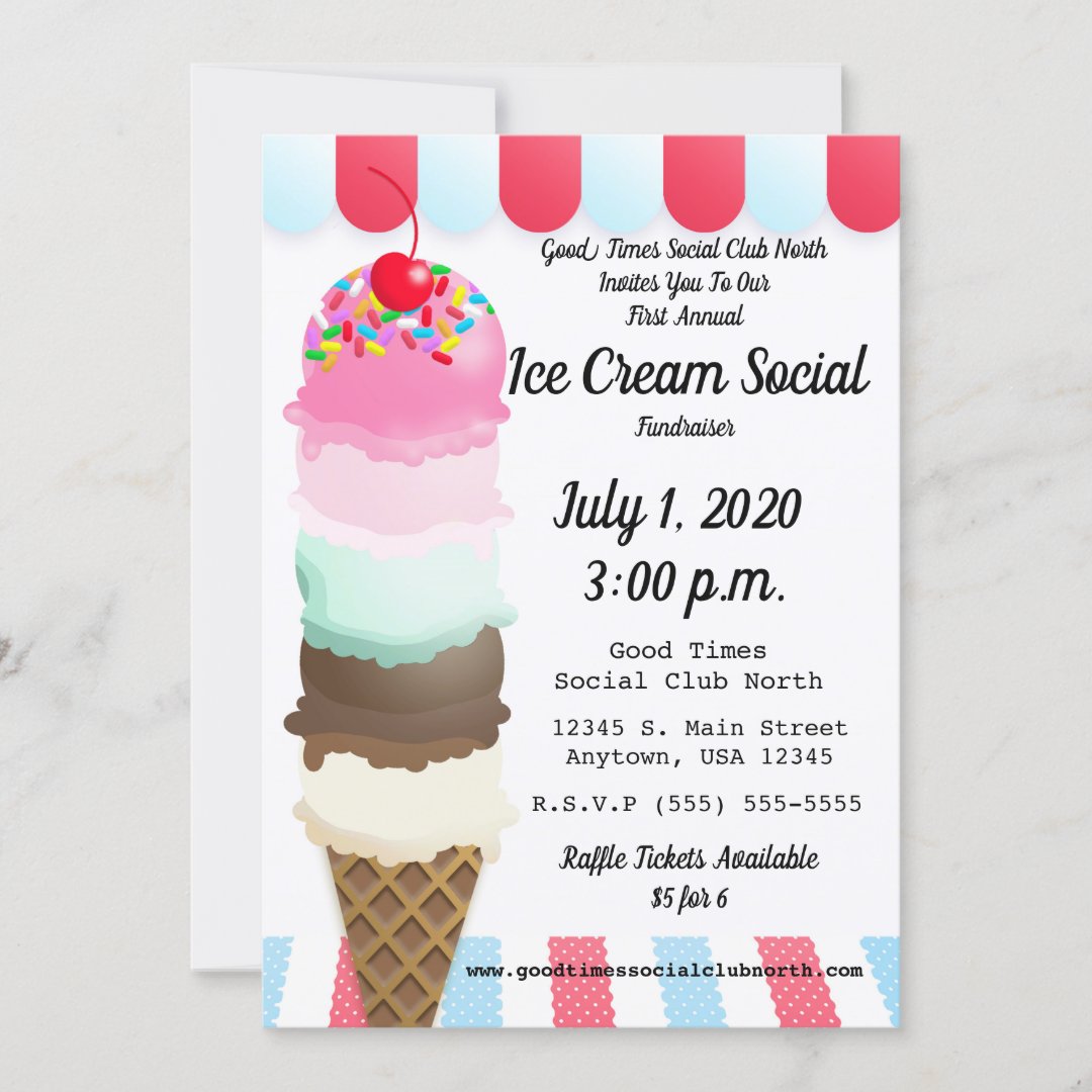 Ice Cream Social Fundraiser Invitation | Zazzle