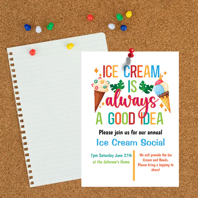 Ice Cream Social Invitation | Zazzle