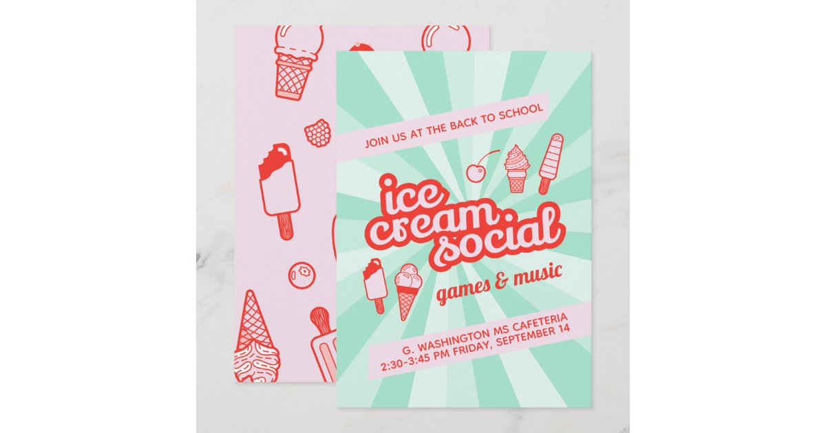 Ice Cream Social Party Flyer Invitation | Zazzle