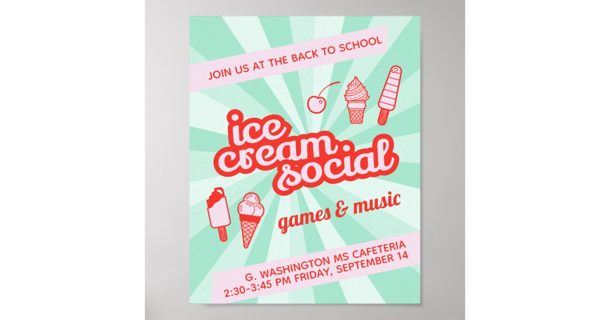 Ice Cream Social Party Flyer Poster | Zazzle