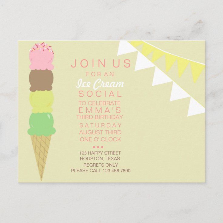 Ice Cream Social Party Invitation | Zazzle