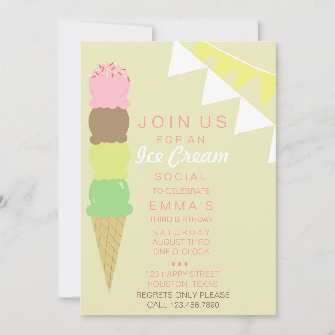 Ice Cream Social Party Invitation | Zazzle
