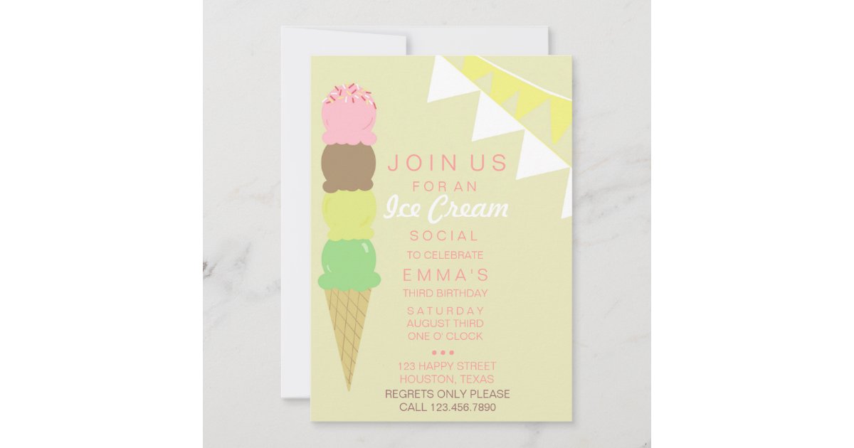 Ice Cream Social Party Invitation | Zazzle