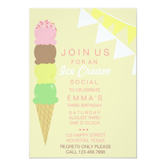 Ice Cream Social Party Invitation | Zazzle.com