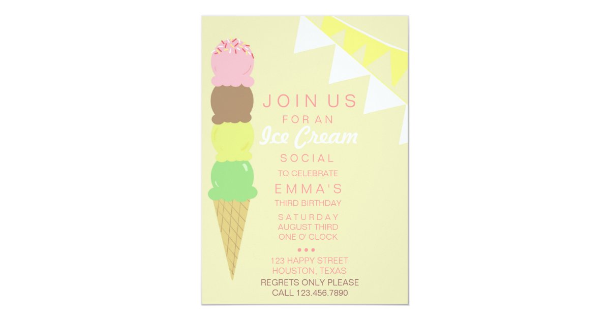 Ice Cream Social Party Invitation | Zazzle.com