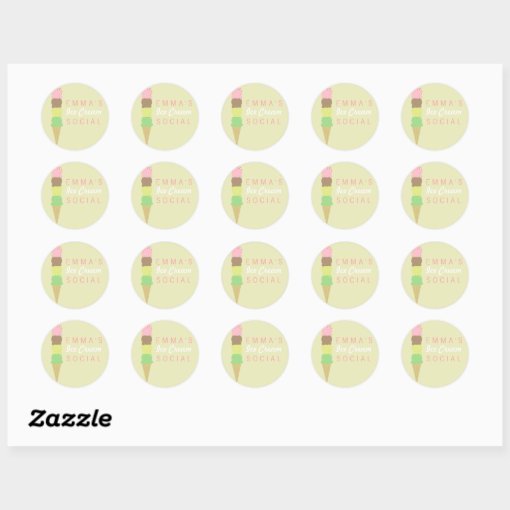 Ice Cream Social Party Stickers | Zazzle