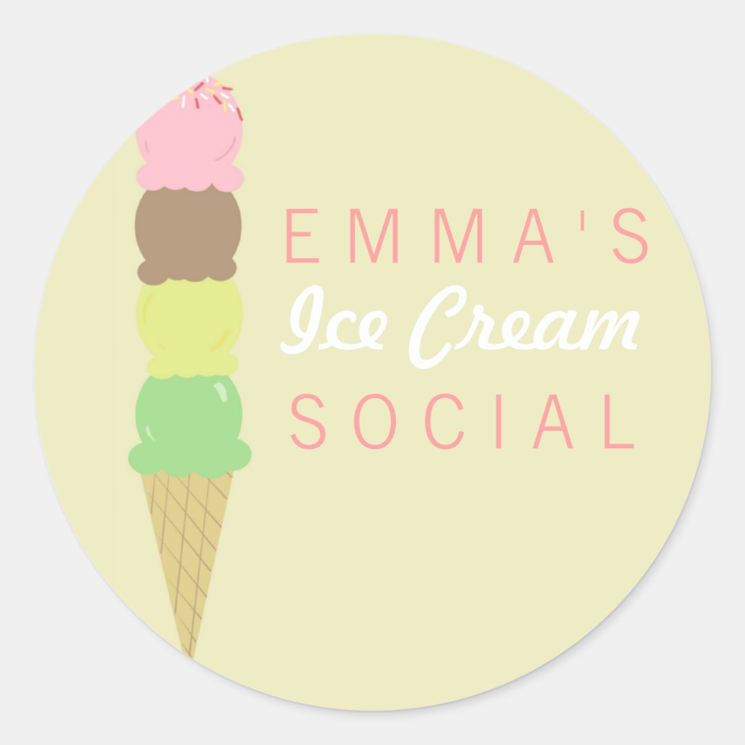 Ice Cream Social Party Stickers | Zazzle