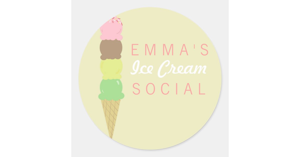 Ice Cream Social Party Stickers | Zazzle