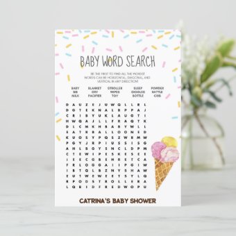 Ice Cream Sprinkle Baby Shower -Editable Name, 5x7 Invitation | Zazzle