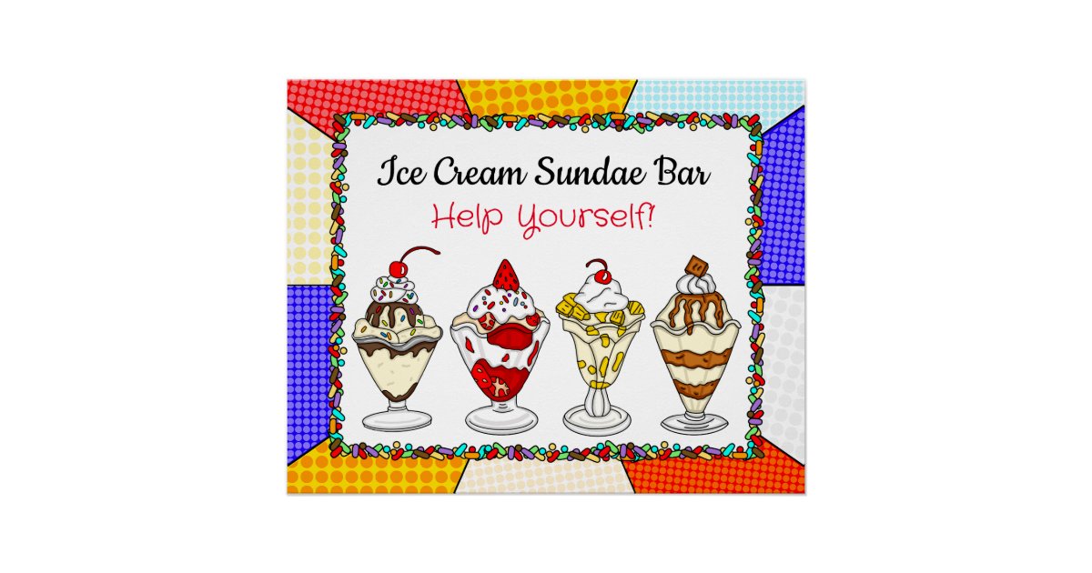 Ice Cream Sundae Bar Baby Shower or Wedding Poster | Zazzle