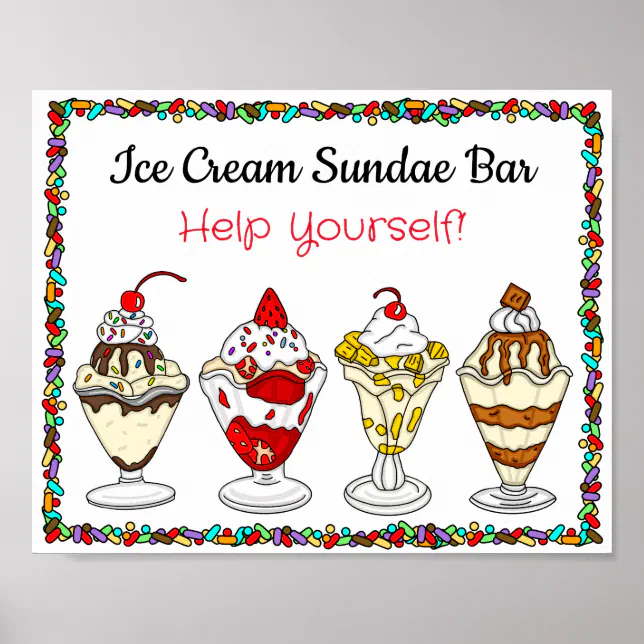 Ice Cream Sundae Bar | Wedding or Baby Shower Sign | Zazzle