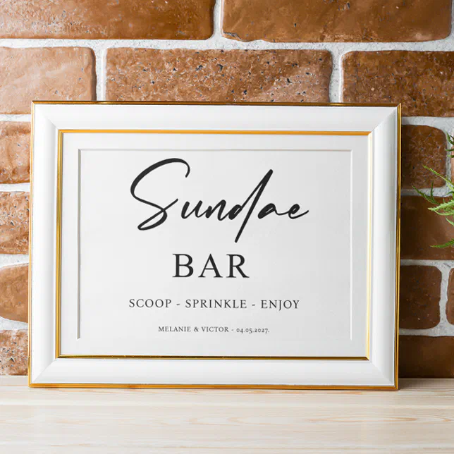 Ice cream Sundae Bar Wedding Sign Poster | Zazzle