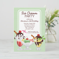 Ice Cream Sundae Birthday Party Invitation | Zazzle