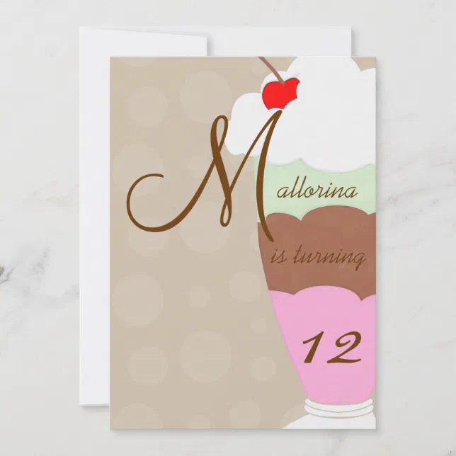 Ice Cream Sundae Birthday Party Invitation | Zazzle