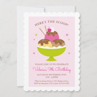 Ice Cream Sundae Birthday Party Invitation | Zazzle