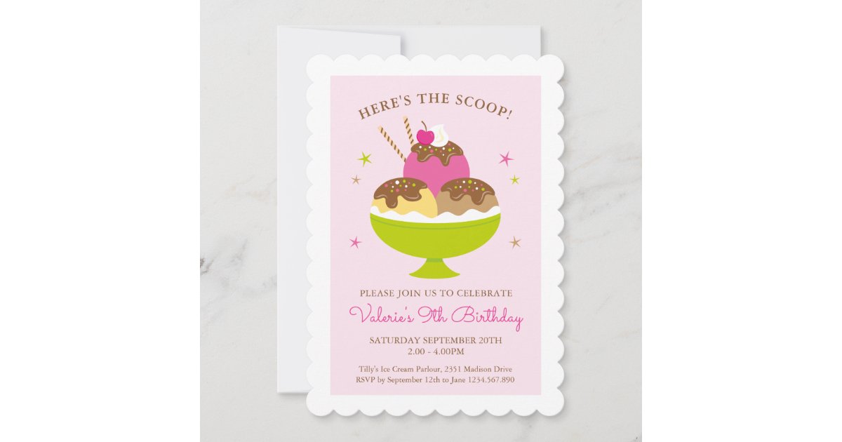Ice Cream Sundae Birthday Party Invitation | Zazzle