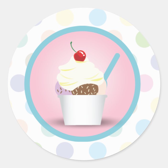Ice Cream Sundae Classic Round Sticker | Zazzle.com