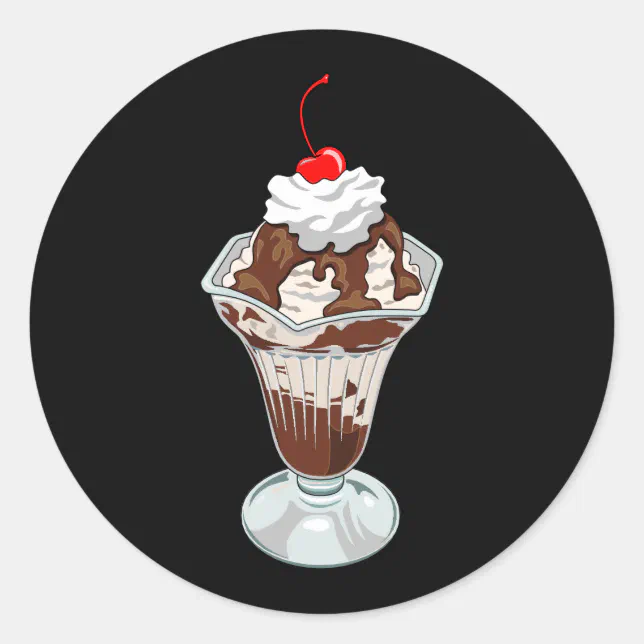 Ice Cream Sundae Classic Round Sticker | Zazzle