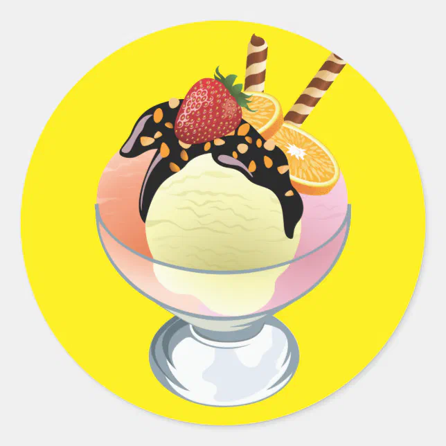 Ice Cream Sundae Classic Round Sticker | Zazzle