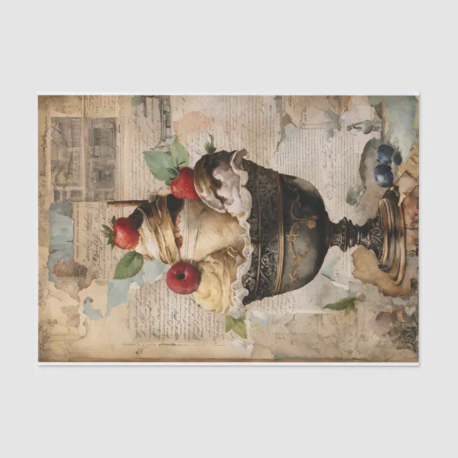 Ice cream Sundae Collage Decoupage Tissue Paper | Zazzle