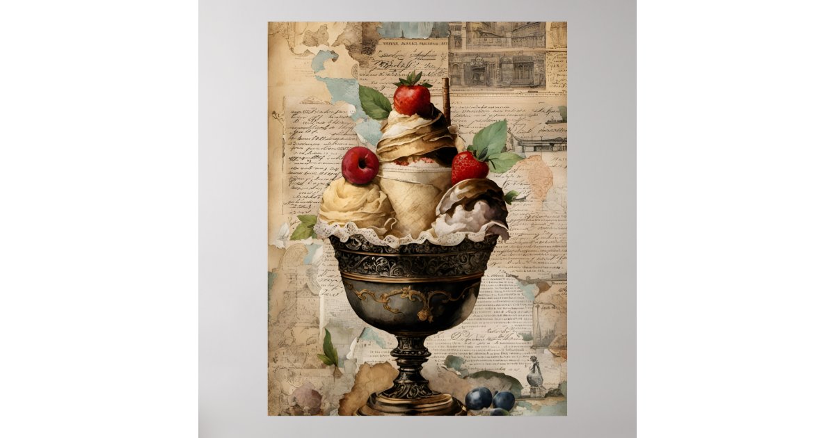 Ice cream Sundae Collage Poster | Zazzle