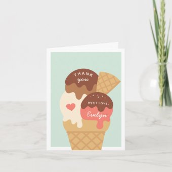 Ice Cream Sundae Kids Birthday Thank You Card | Zazzle