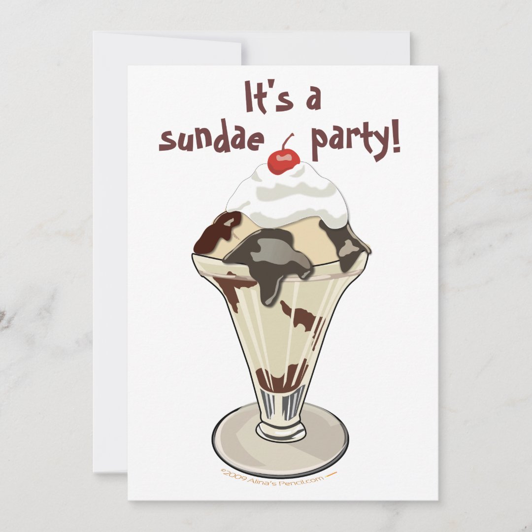 Ice Cream Sundae Party Invitations (Hot Fudge) | Zazzle