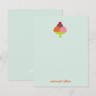 Ice Cream Sundae Thank You Cards (Blue) | Zazzle