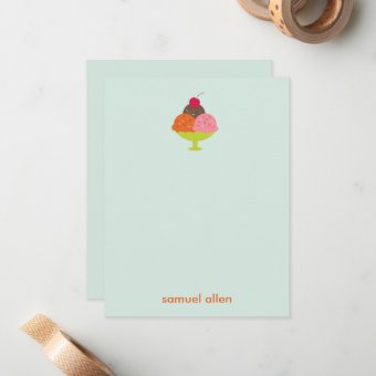 Ice Cream Sundae Thank You Cards (Blue) | Zazzle