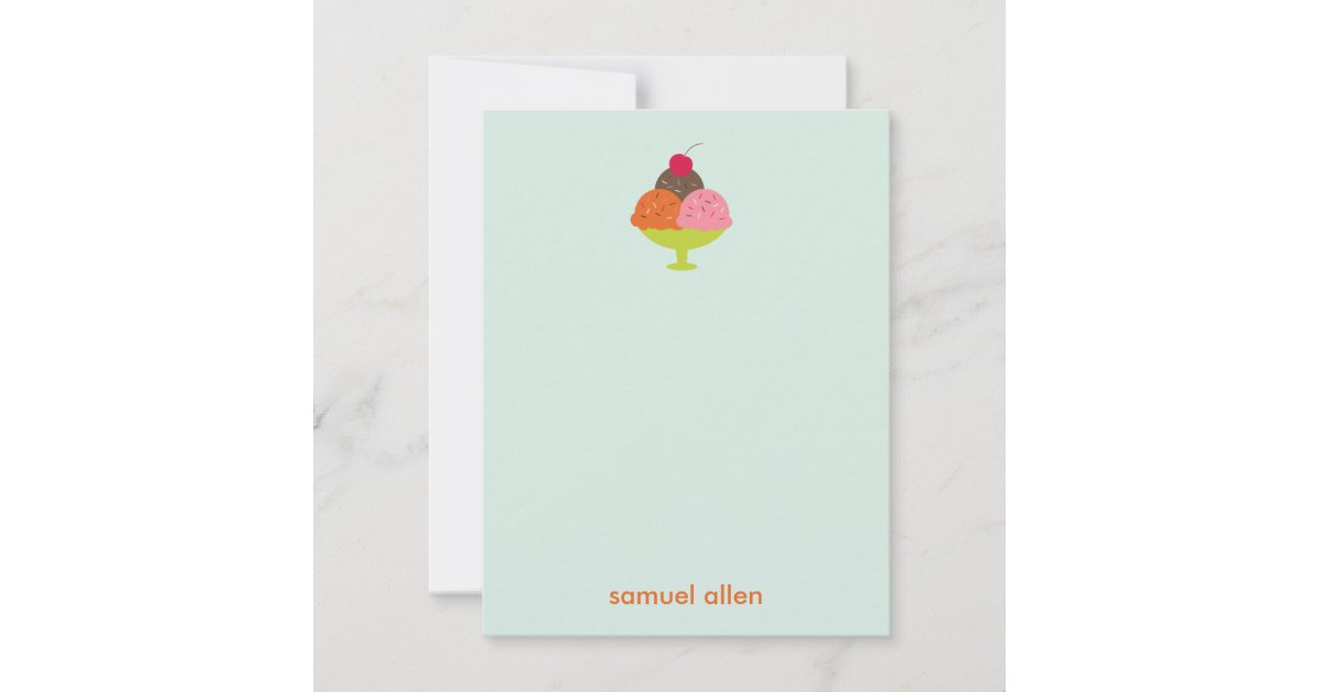 Ice Cream Sundae Thank You Cards (Blue) | Zazzle